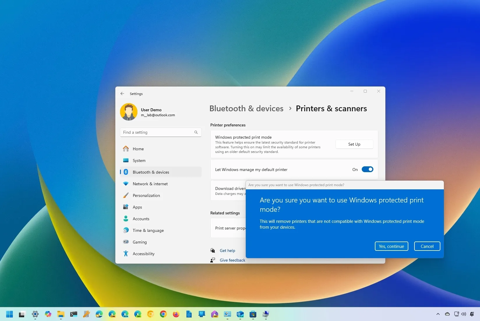 如何在 Windows 11 上启用保护打印模式 如何在 Windows 11 上启用保护打印模式