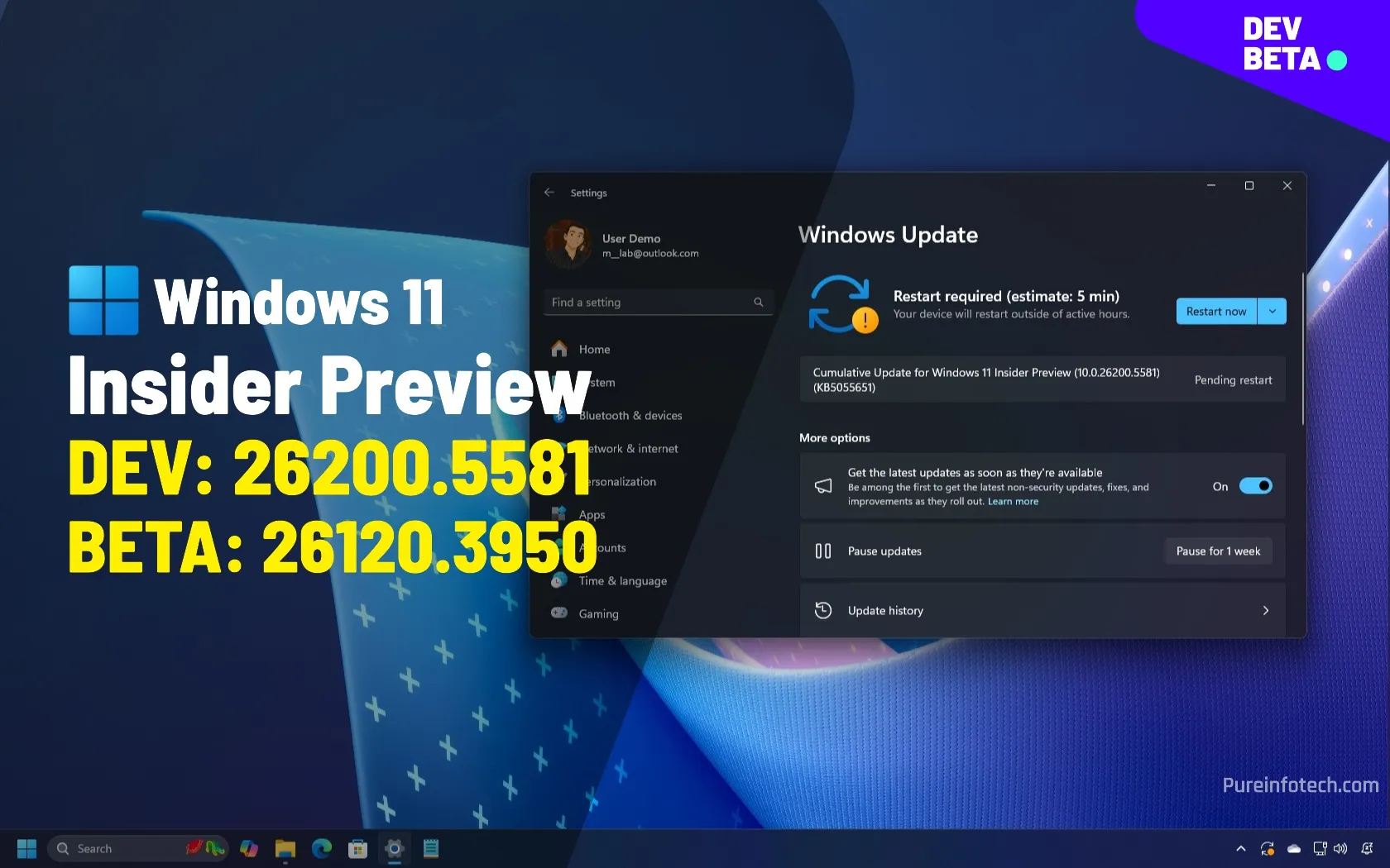 Windows 11在DEV和Beta频道中构建26200.5581和26120.3950 - 数字指南